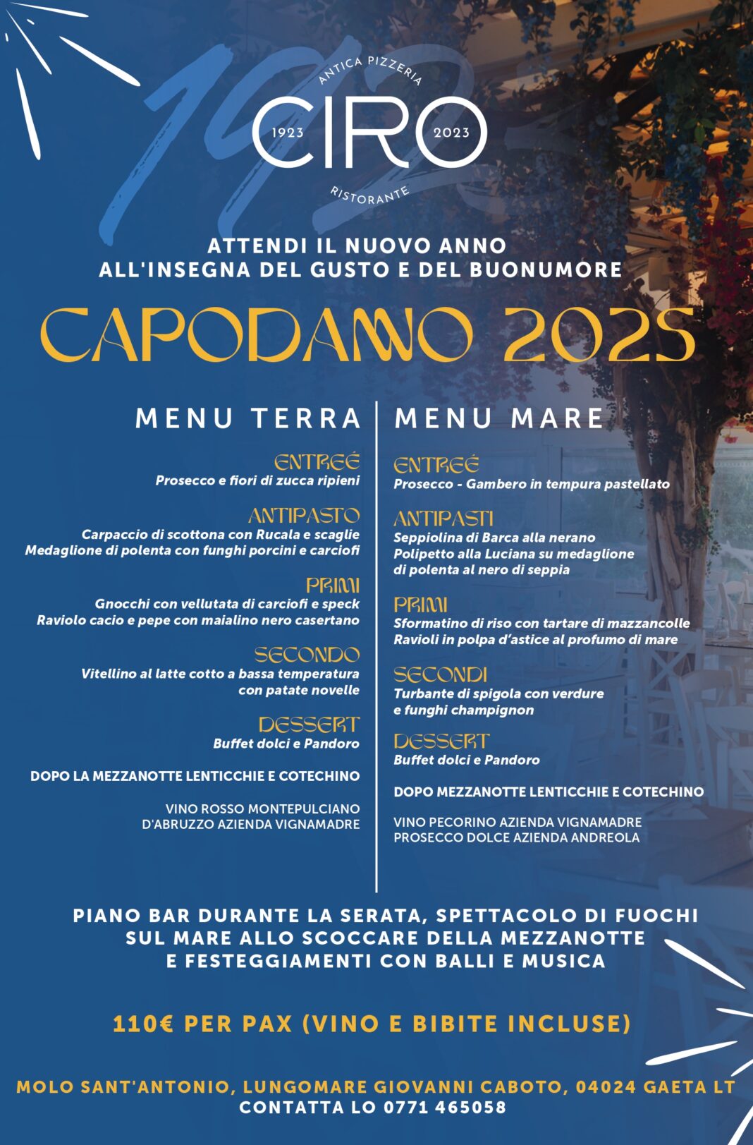 Cenone di Capodanno a Gaeta 2024 2025. Il menù di Antica Pizzeria Ciro Ristorante (di mare o di ...